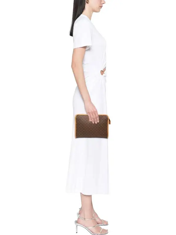 Celine 20th Century Macadam Coated Canvas Clutch Bag - Brown