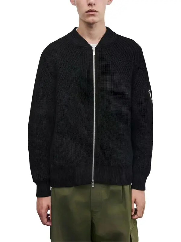 Comme Des Garçons Ribbed-knit Zip-up Cardigan - Black