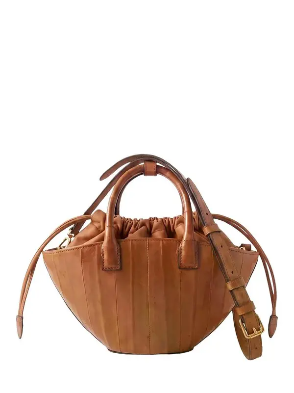 BIAGINI Small Le Mignon Panier Eel Skin Tote Bag - Brown