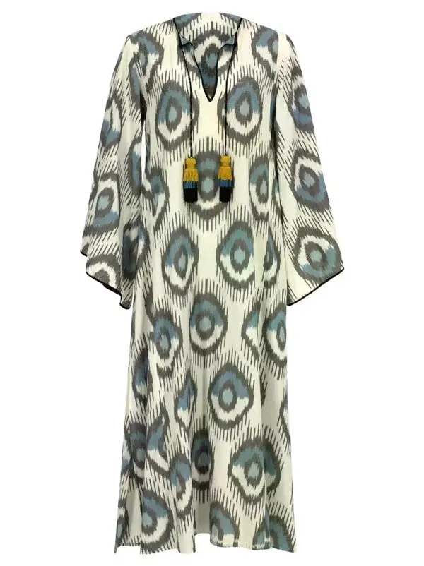 PUNICANA Tassel-embellished Ikat-print Maxi Dress - Neutrals