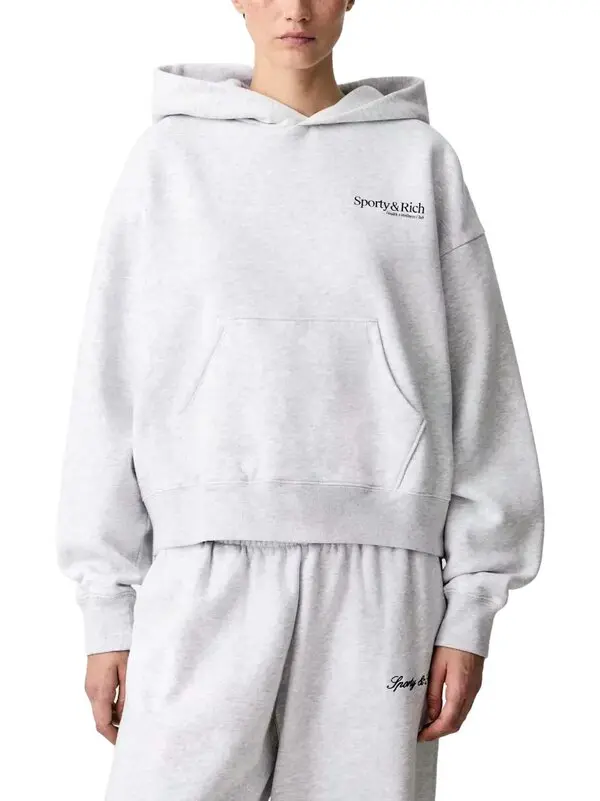 Sporty & Rich Logo-print Cotton Hoodie - Grey