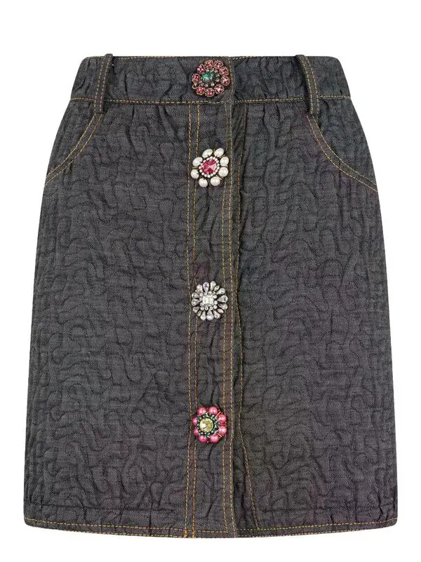 Moschino Embellished-button Quilted Mini Skirt - Grey