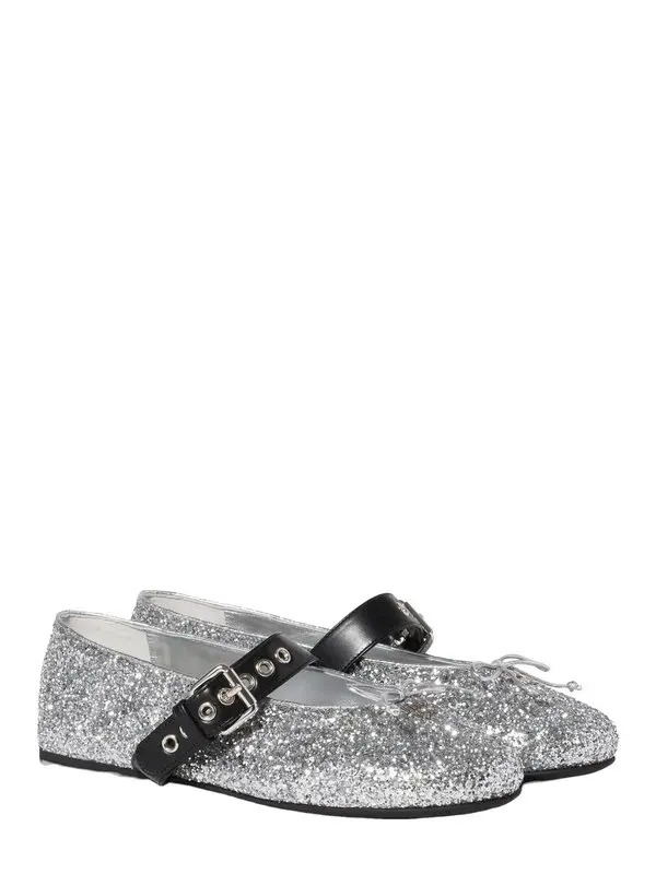 Miu Miu Glitter Ballerinas - Silver