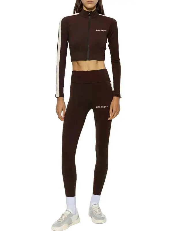 Palm Angels Logo-print Side-stripe Leggings - Brown