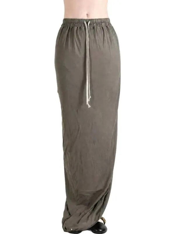 Rick Owens Drawstring-waist Rear-slit Maxi Skirt - Grey