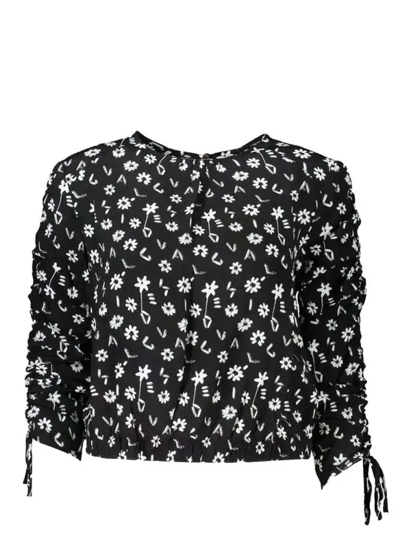 Desigual Floral-print Ruched Blouse - Black