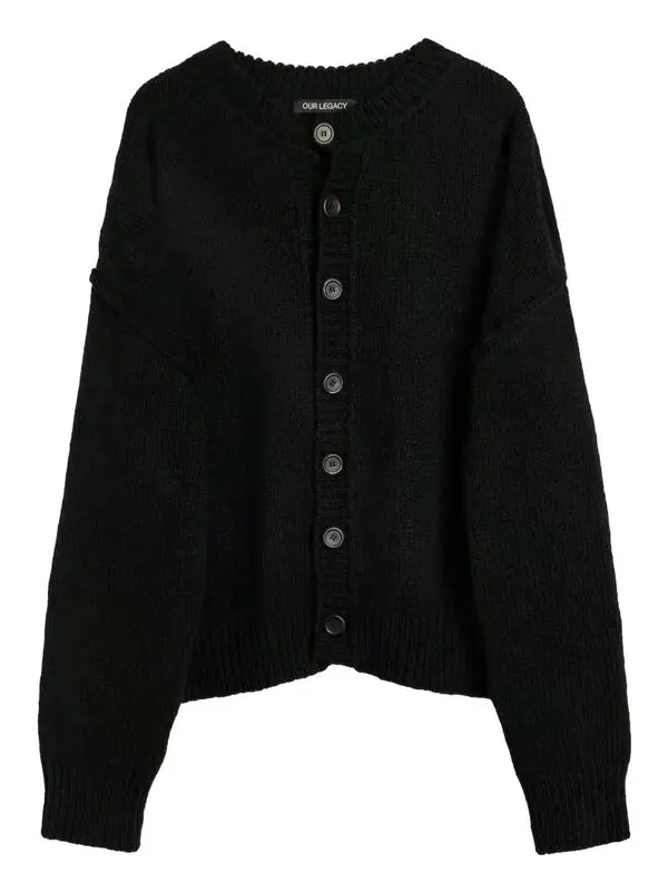 Our Legacy Pitch Slub-knit Wool Cardigan - Black