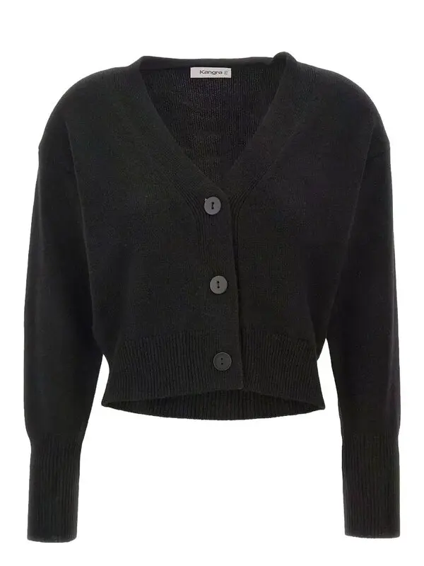 KANGRA V-neck Cropped Cardigan - Black