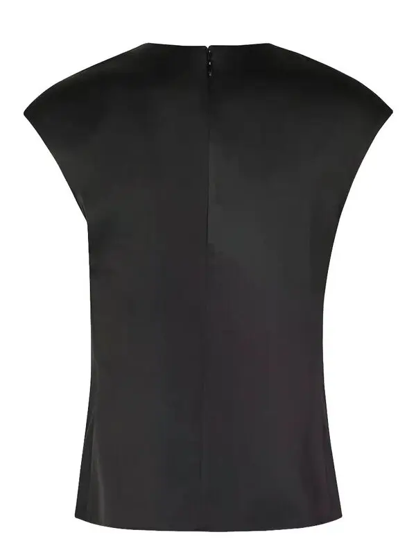Emporio Armani Pleated Satin-finish Blouse - Black