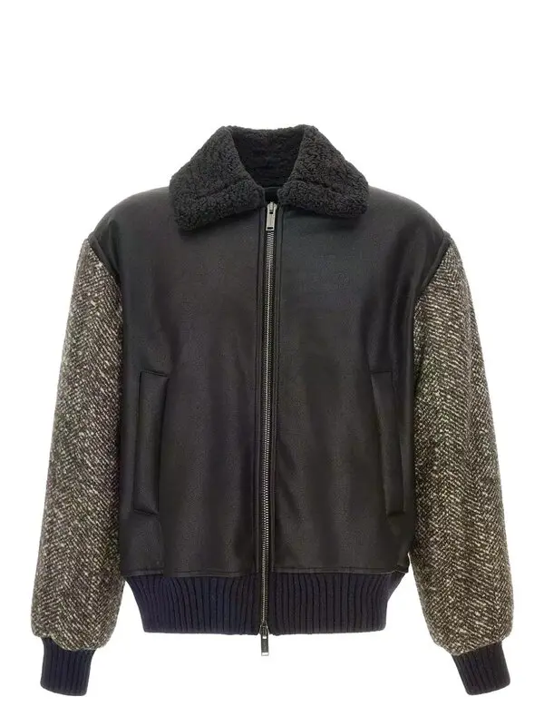 Iceberg Faux-leather Panel Jacket - Black