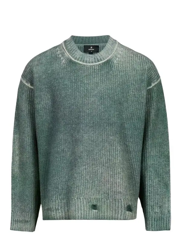 REPRESENT Distressed Ribbed-knit Sweater - Green
