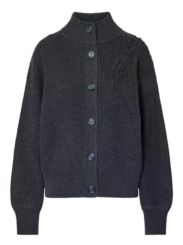 Liu Jo Wool Cardigan With Embroidery - Grey