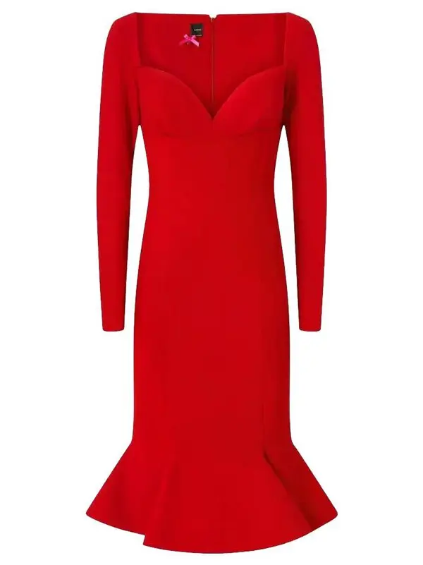 Pinko Sweetheart-neck Midi Dress - Red