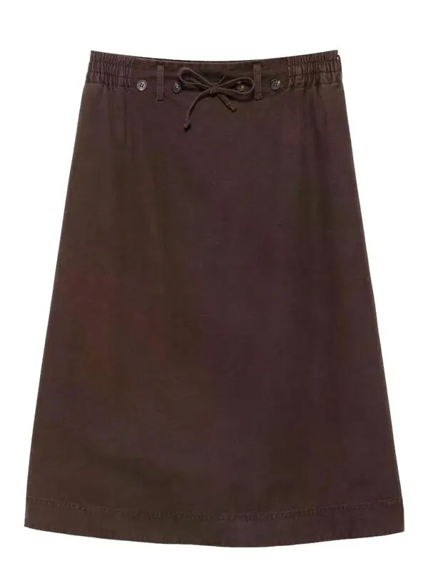 GOLDEN GOOSE Cotton Twill Midi Skirt - Brown