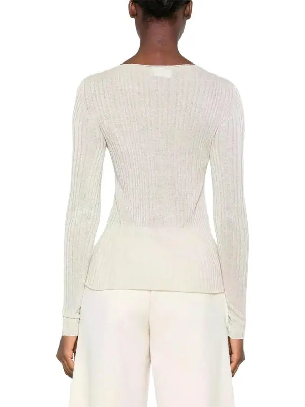 AROVESCIO Ribbed-knit Boat-neck Sweater - Neutrals
