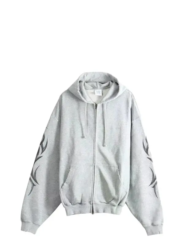 Vetements Graphic-print Zip-up Hoodie - Grey