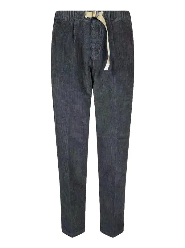 WHITE SAND Belted Corduroy-effect Trousers - Grey