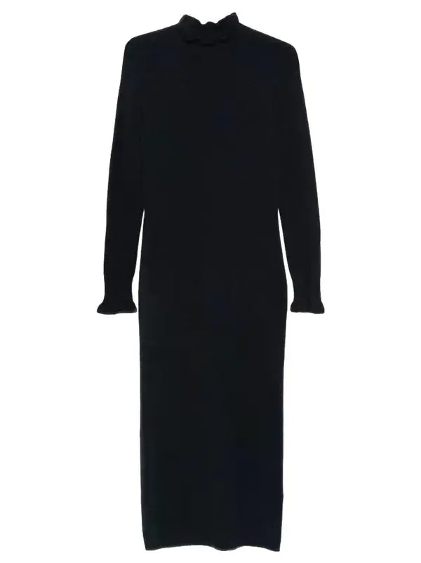 AROVESCIO Ribbed High-neck Dress - Blue