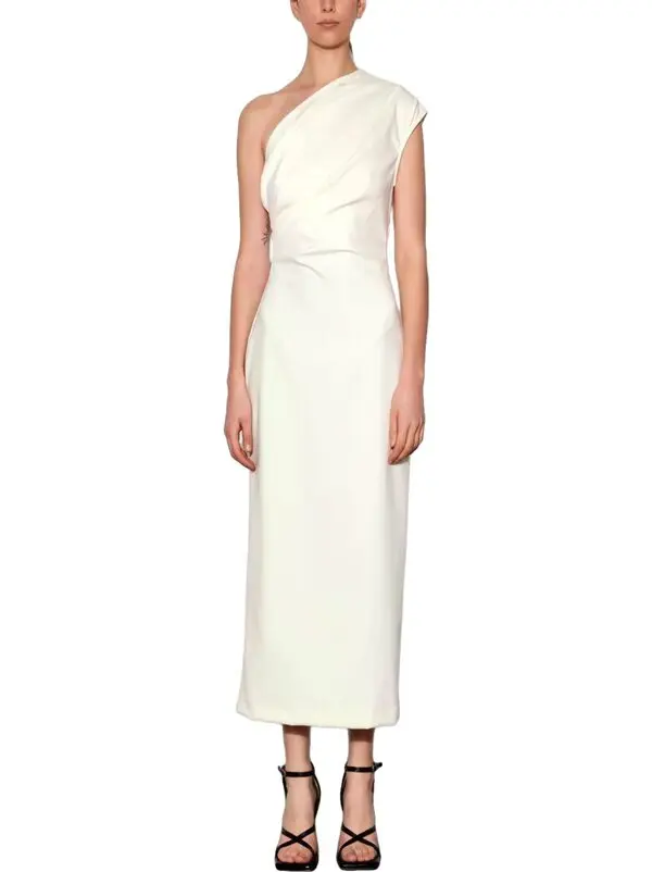 WYNN HAMLYN Ruby One-shoulder Midi Dress - Neutrals