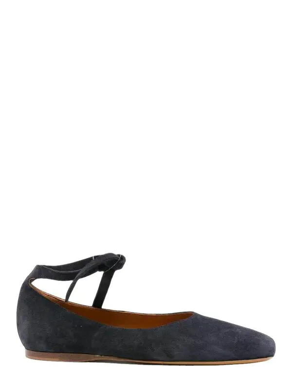 FORTE_FORTE Square-toe Ankle-tie Ballet Flats - Blue