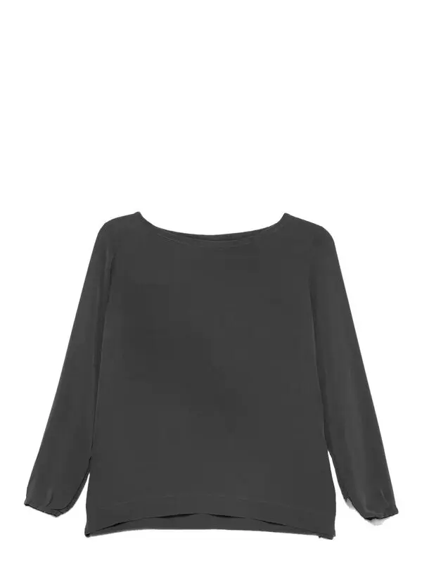 PRIVATE 0204 Boat-neck Long-sleeve Top - Grey