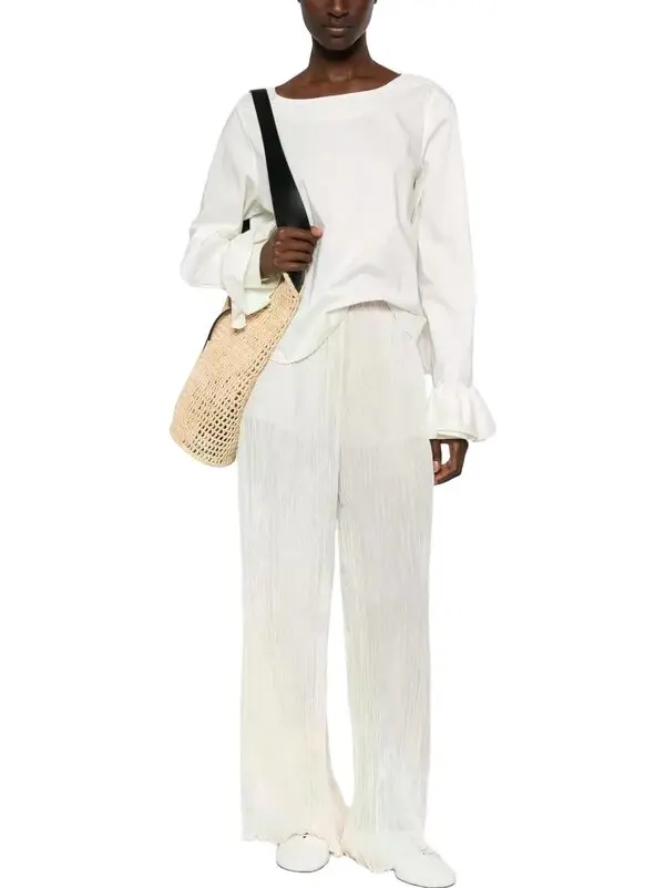 SUSANNE BOMMER Ruffle-cuff Boat-neck Shirt - White