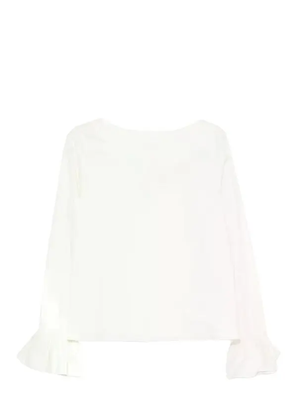 SUSANNE BOMMER Ruffle-cuff Boat-neck Shirt - White
