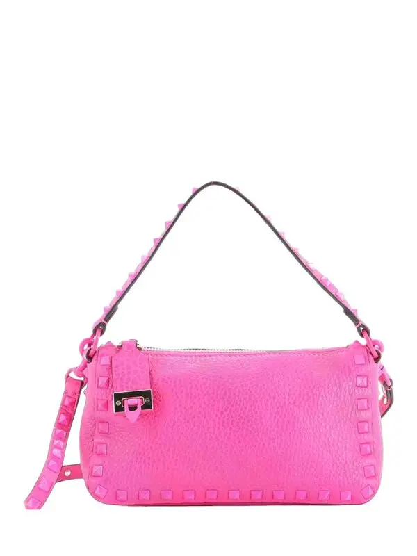 Valentino Garavani Rockstud Zip Pochette Leather Small Shoulder Bag - Pink