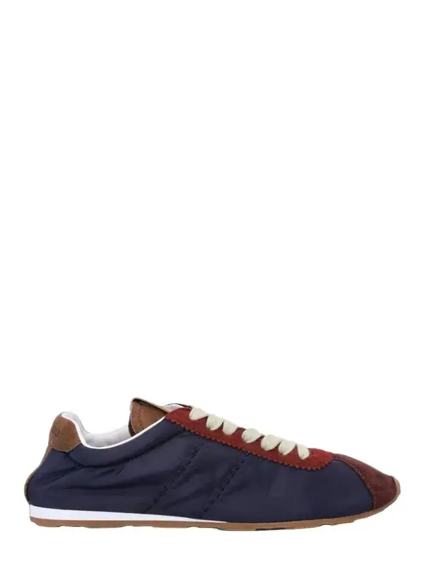 Miu Miu Suede-trim Panelled Sneakers - Blue