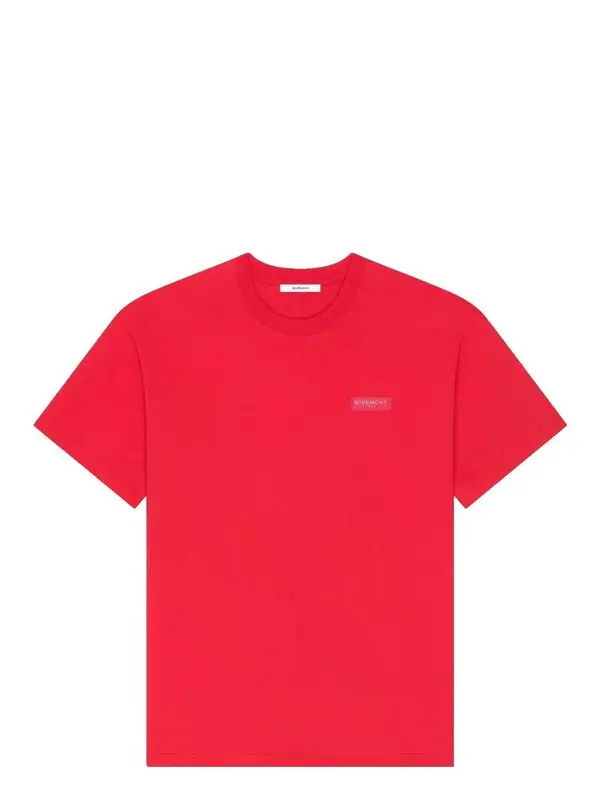 Givenchy T-shirt In Cotton With Paris Gros Grain - Red