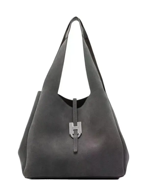 Hogan Logo-plaque Suede Tote Bag - Grey