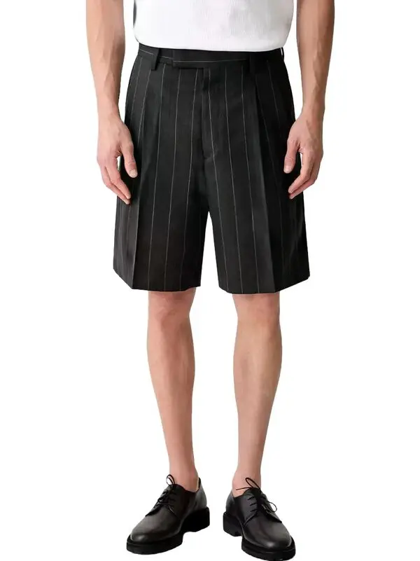 WACKO MARIA Pinstripe-print Pleated Shorts - Grey