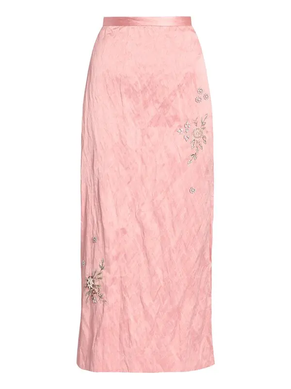 Erdem Textured Satin Midi Skirt - Pink