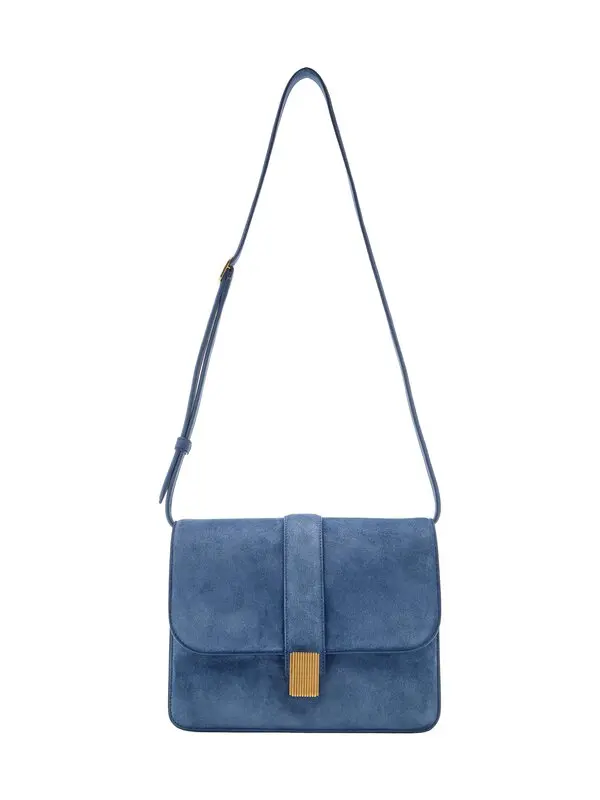 Khaite Blake Suede Crossbody Bag - Blue