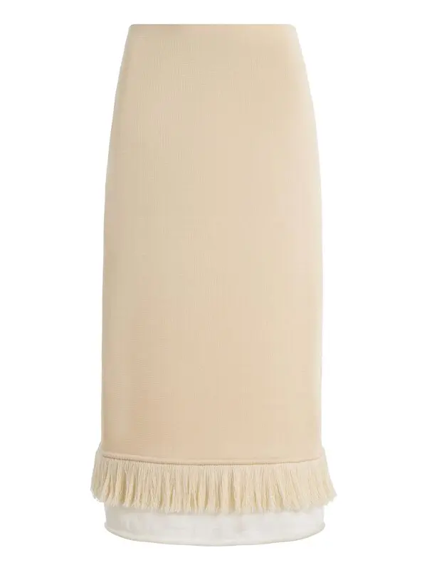 Bottega Veneta Fringed Silk Midi Skirt - Grey