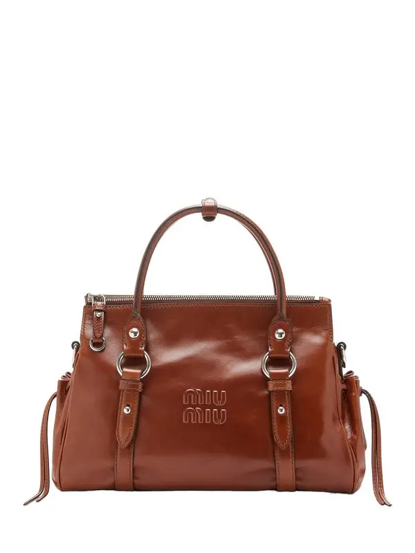 Miu Miu Leather Top Handle Bag - Brown
