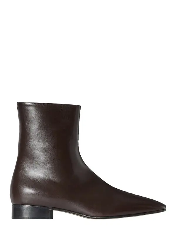 THE ROW Cindy Leather Ankle Boots - Brown