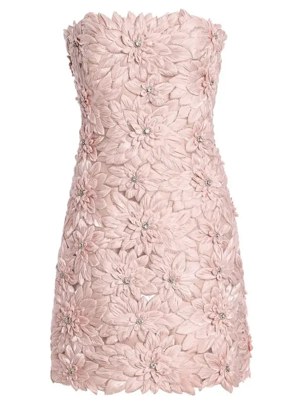 Costarellos Leya Petal-embellished Satin Mini Dress - Pink