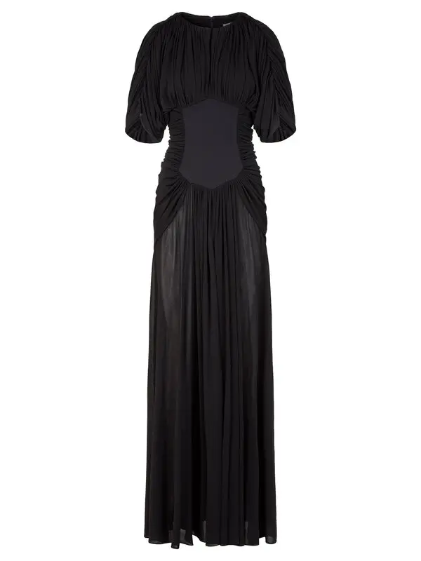 HEIRLOME Micka Gathered Georgette Maxi Dress - Black