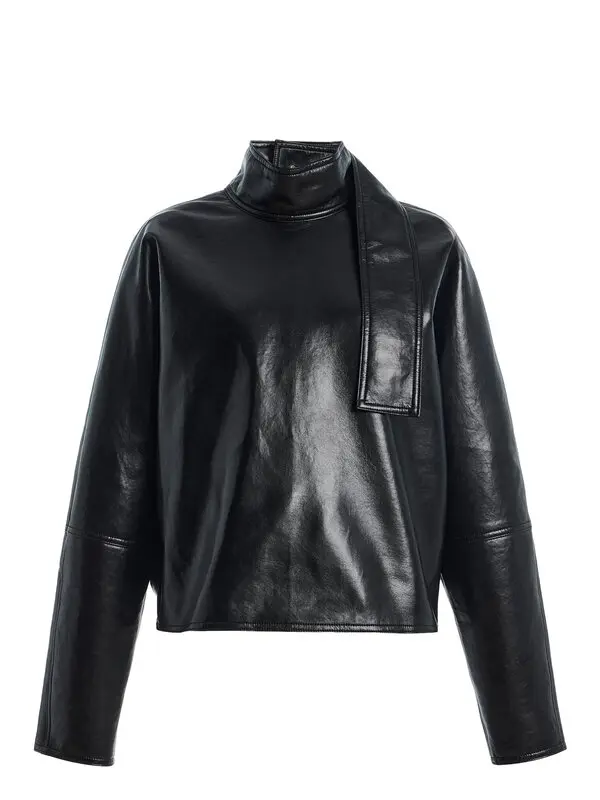 AGOLDE Kembra Leather Top - Black