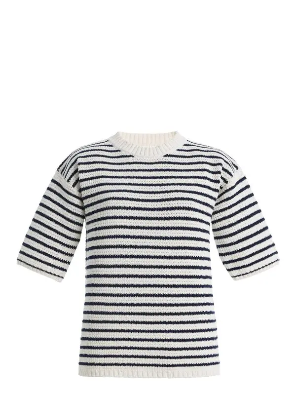 Bottega Veneta Crocheted Cotton T-shirt - Stripe