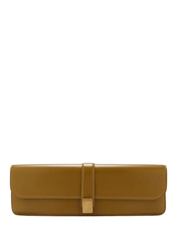 Khaite Blake Leather E/w Clutch - Olive