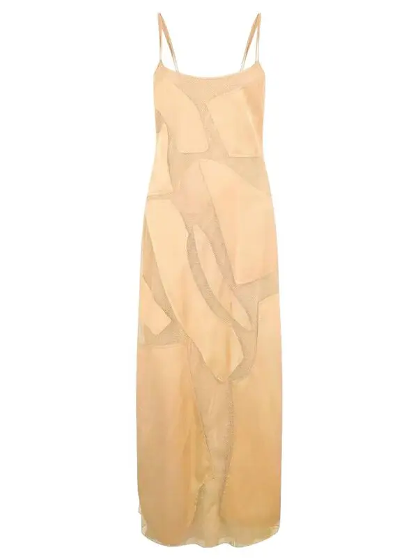 Moschino Patchwork Mesh Maxi Dress - Neutrals
