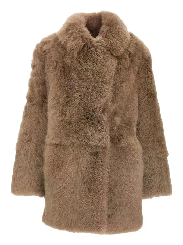 HISO Signi Oversized Shearling Coat - Brown