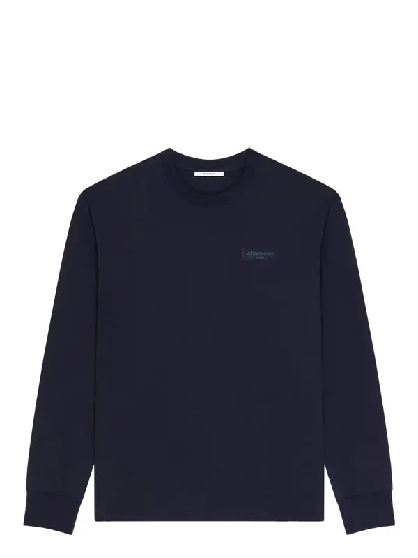 Givenchy T-shirt In Cotton With Paris Gros Grain - Blue