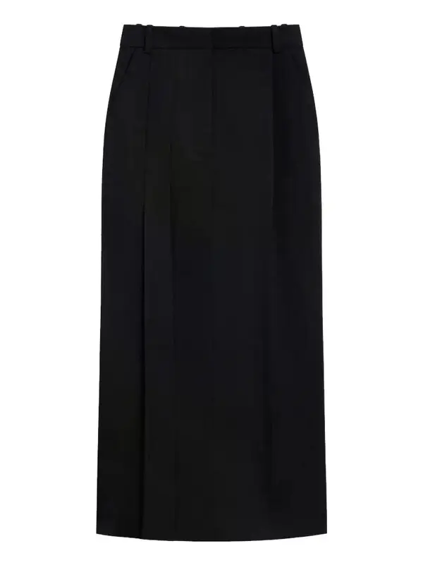 Givenchy Slashed Midi Skirt In Wool - Black