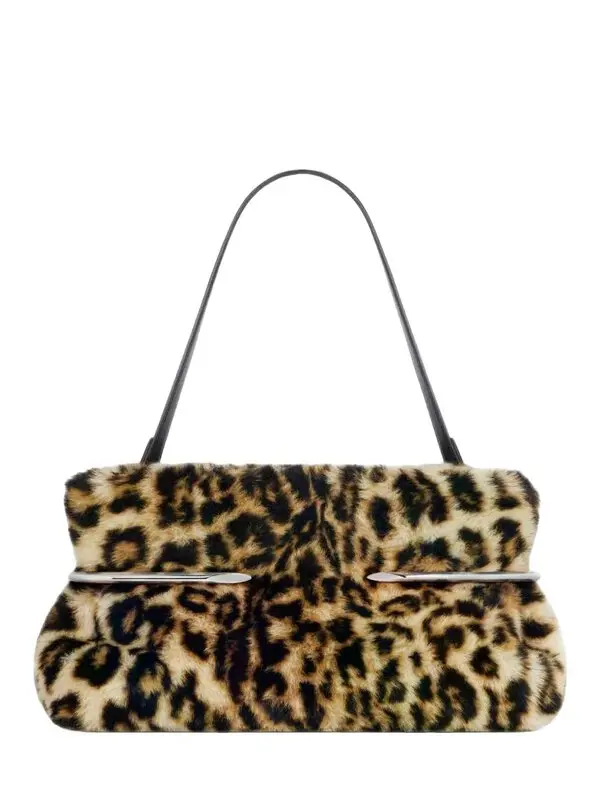 Givenchy Pinch Soft Clutch In Leopard Shearling-effect - Neutrals