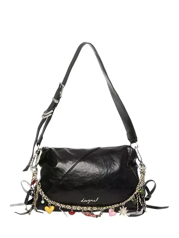 Desigual Gravity Charm-embellished Lace-up Shoulder Bag - Black