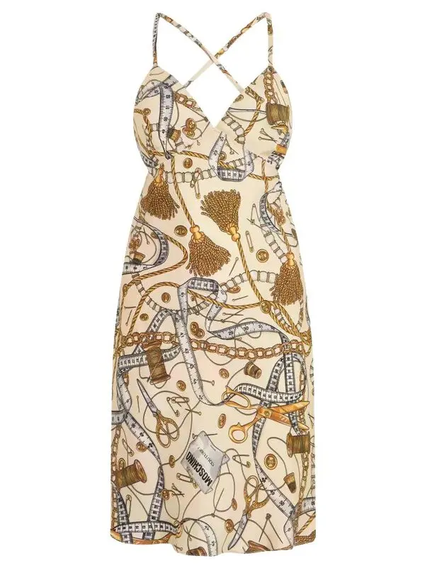 Moschino Chain-print Dress - Neutrals