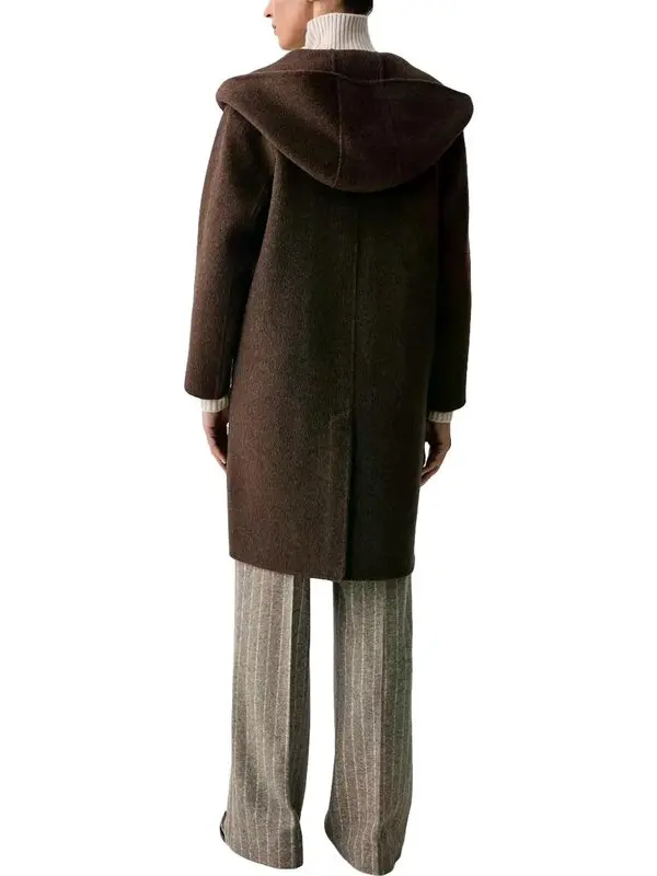 SILVIAN HEACH Double-breasted Hooded Coat - Brown